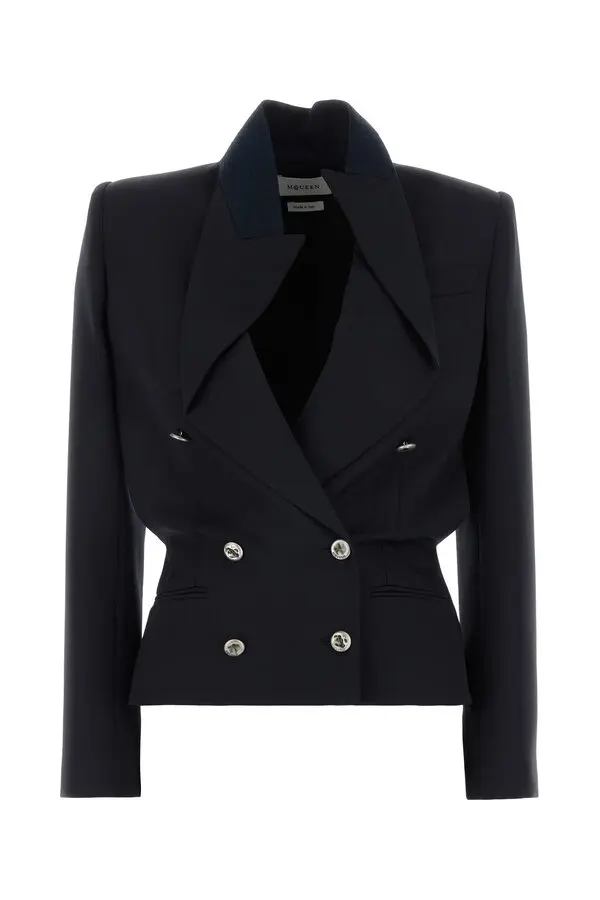 Alexander McQueen Navy Wool Blazer With Peculiar Lapels