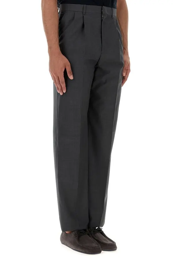 JIL SANDER Graphite Wool Pleated Trousers - Grey