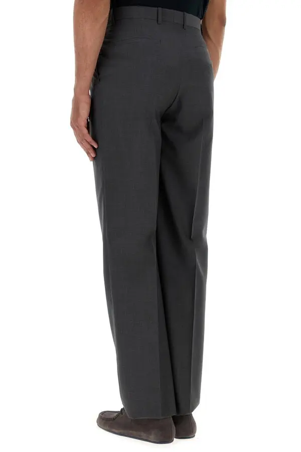 JIL SANDER Graphite Wool Pleated Trousers - Grey