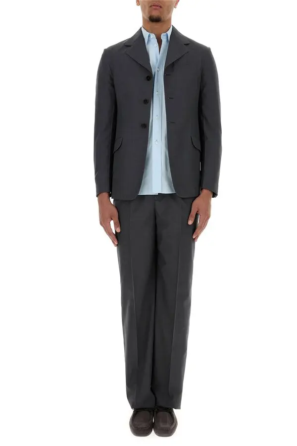 JIL SANDER Graphite Wool Pleated Trousers - Grey
