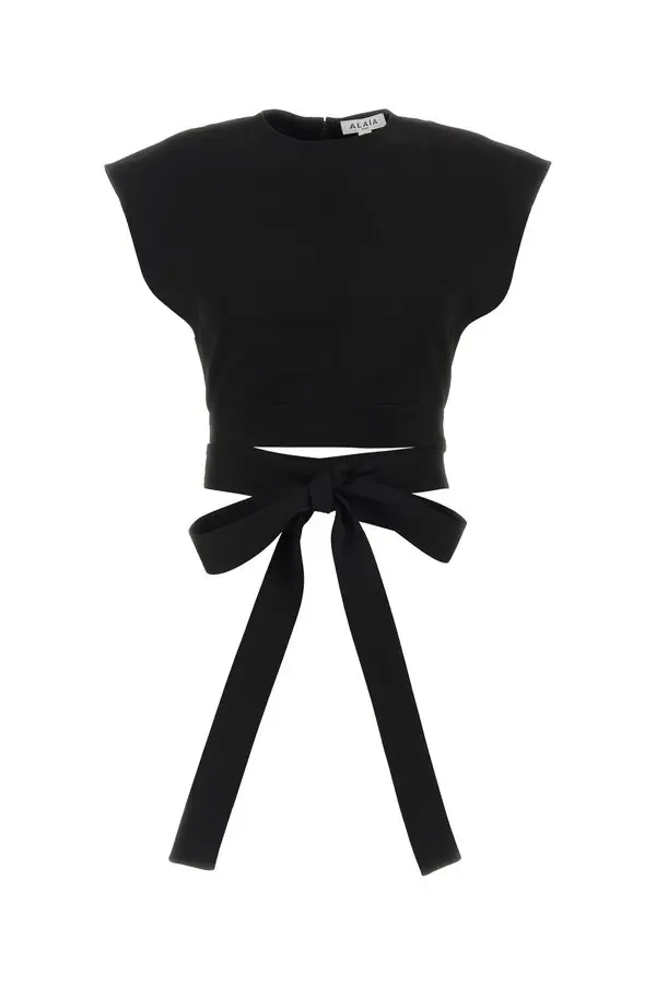 Alaïa Stretch Wool Tie Waist Top