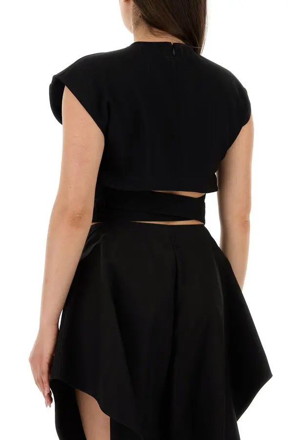 Alaïa Stretch Wool Tie Waist Top