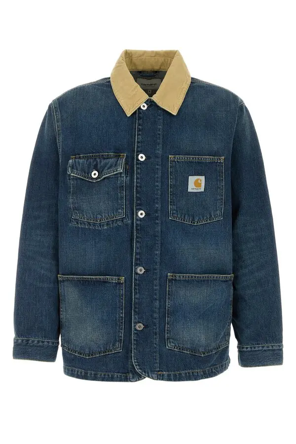 Carhartt Work In Progress Denim Chore Coat With Corduroy Collar
