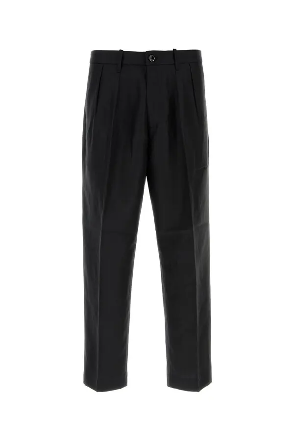 NINE:INTHE:MORNING Wool And Linen Twill Wide-leg Kai Pants - Black