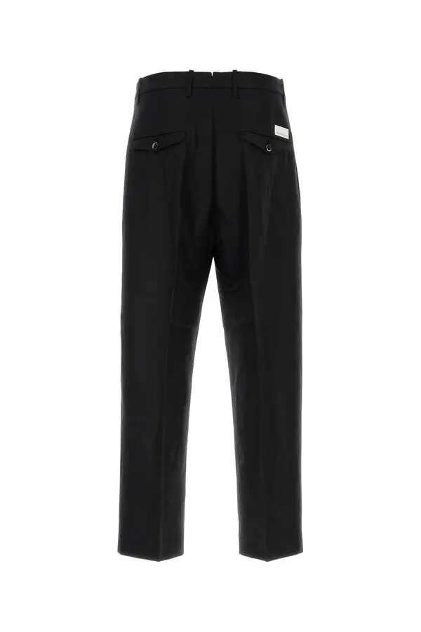 NINE:INTHE:MORNING Wool And Linen Twill Wide-leg Kai Pants - Black