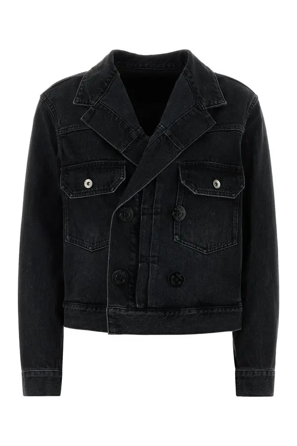 Sacai Denim Jacket With Classic Collar - Black
