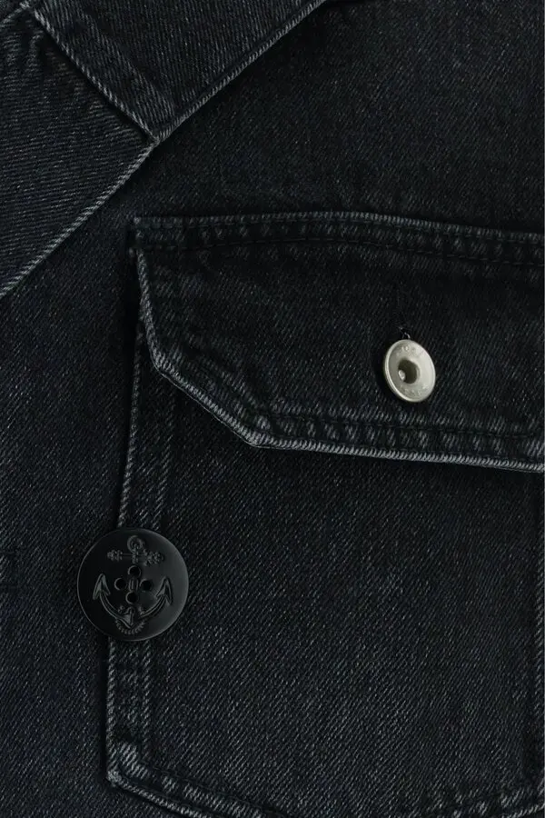 Sacai Denim Jacket With Classic Collar - Black
