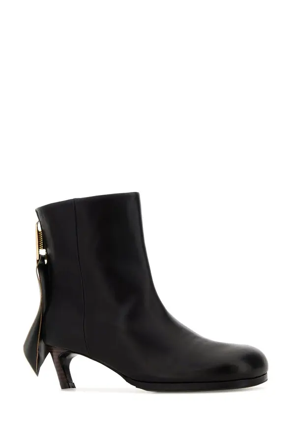 Sacai Leather Ankle Boots With Logo Detail