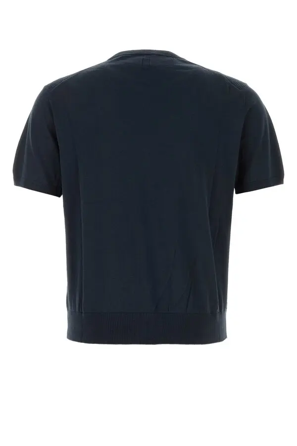Canali Dark Cotton Blend Ribbed Crew Neck Sweater