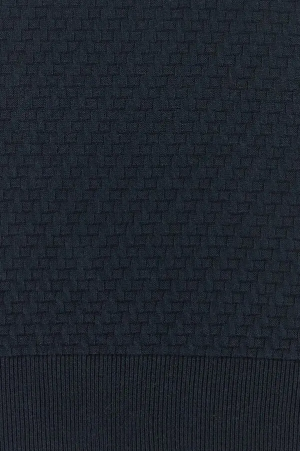 Canali Dark Cotton Blend Ribbed Crew Neck Sweater