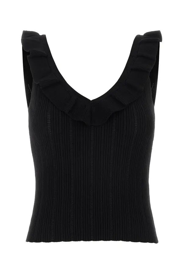 Blumarine Viscose Blend Tank Top With V-neckline