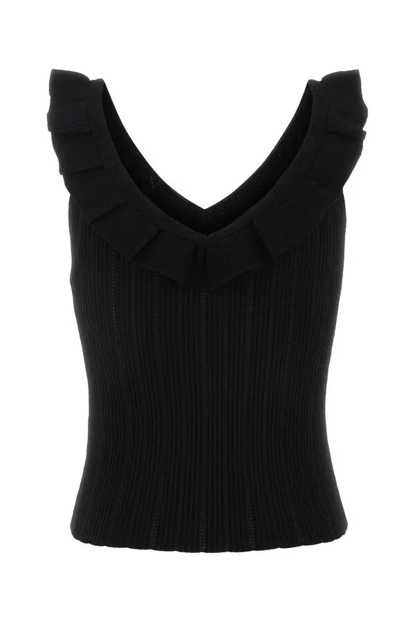 Blumarine Viscose Blend Tank Top With V-neckline