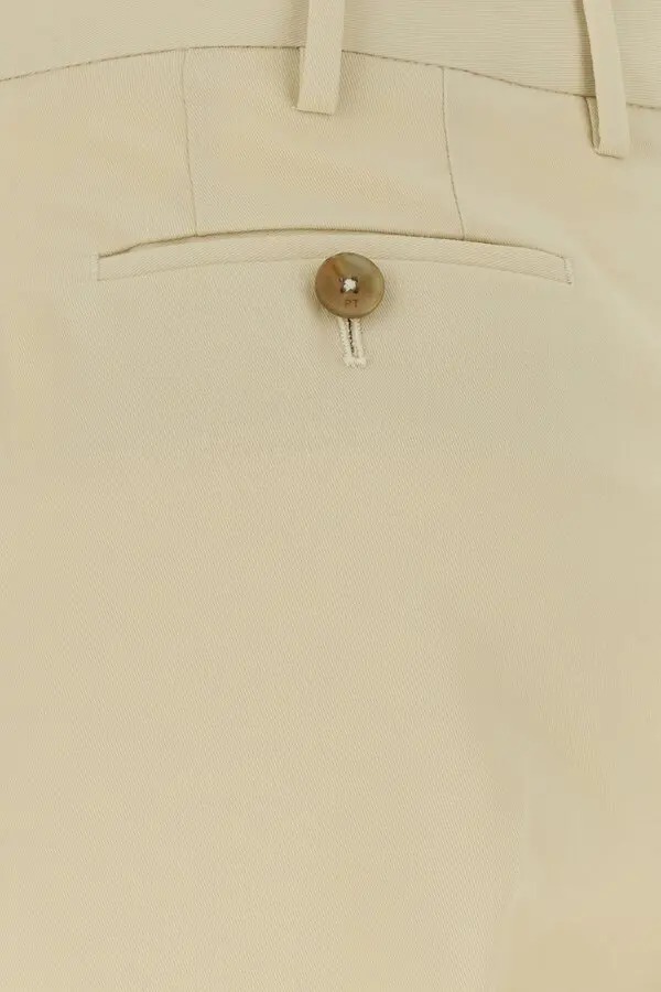PT TORINO Cream Cotton Tailored Trousers