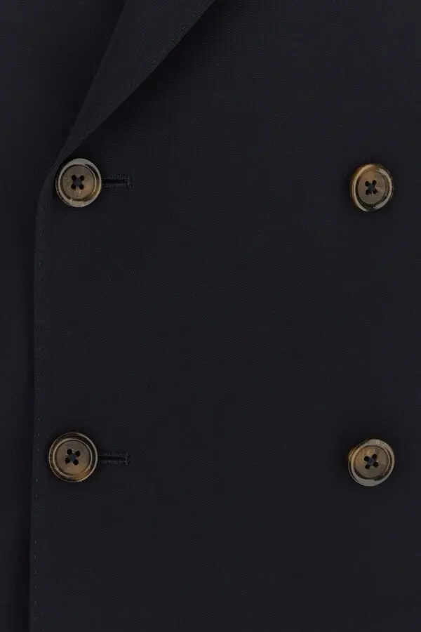 Dolce & Gabbana Black Stretch Wool Blazer - Blue