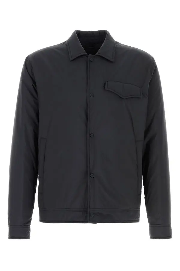 Herno Polyester Jacket With Logoed Metal Plate - Blue