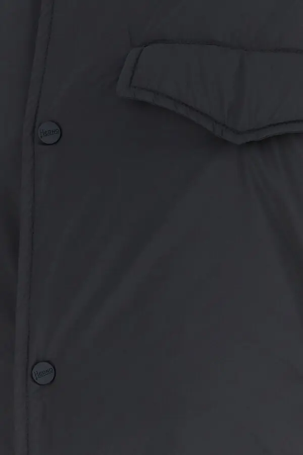 Herno Polyester Jacket With Logoed Metal Plate - Blue