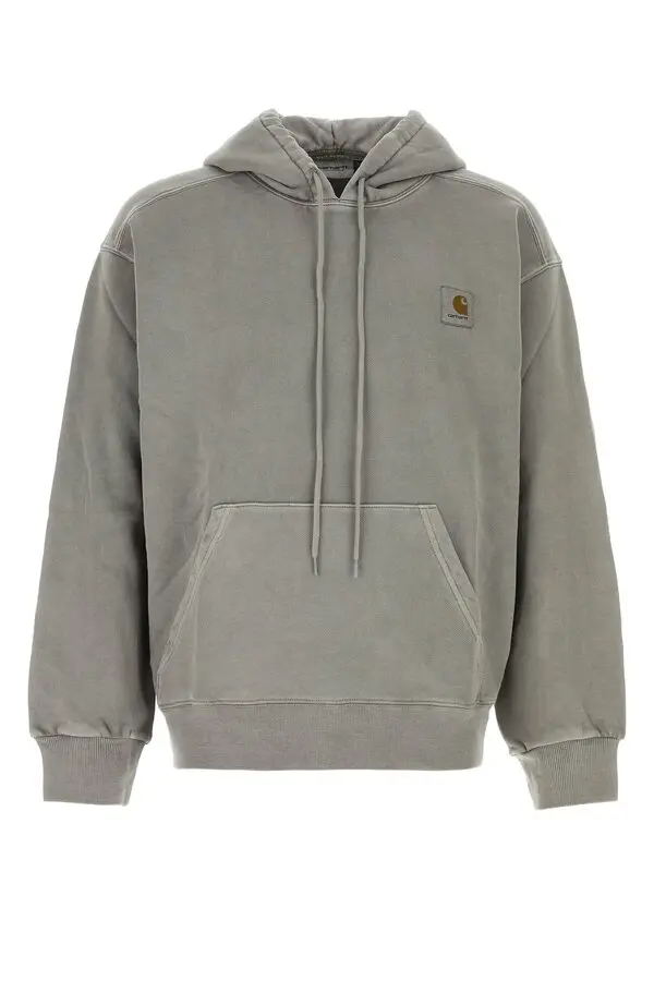 Carhartt Work In Progress Cotton Hooded Sweatshirt With Logo Detail - Grey