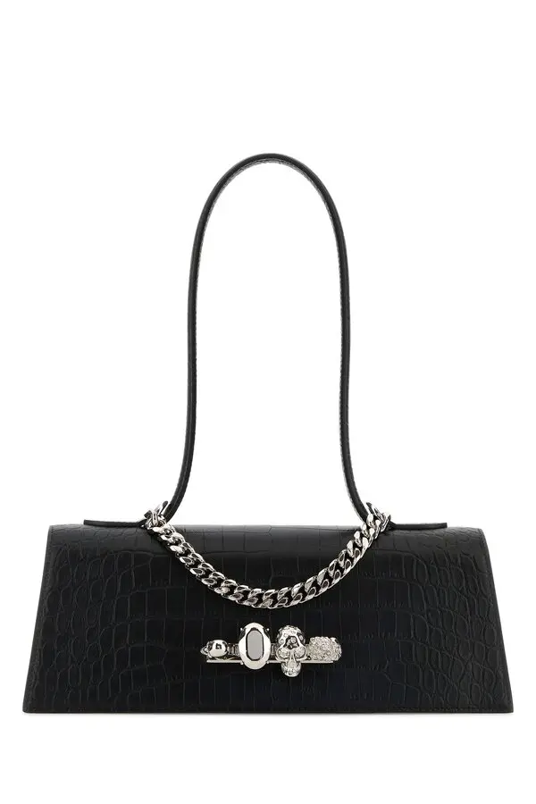 Alexander McQueen Leather Jewelled Shoulder Bag - Black