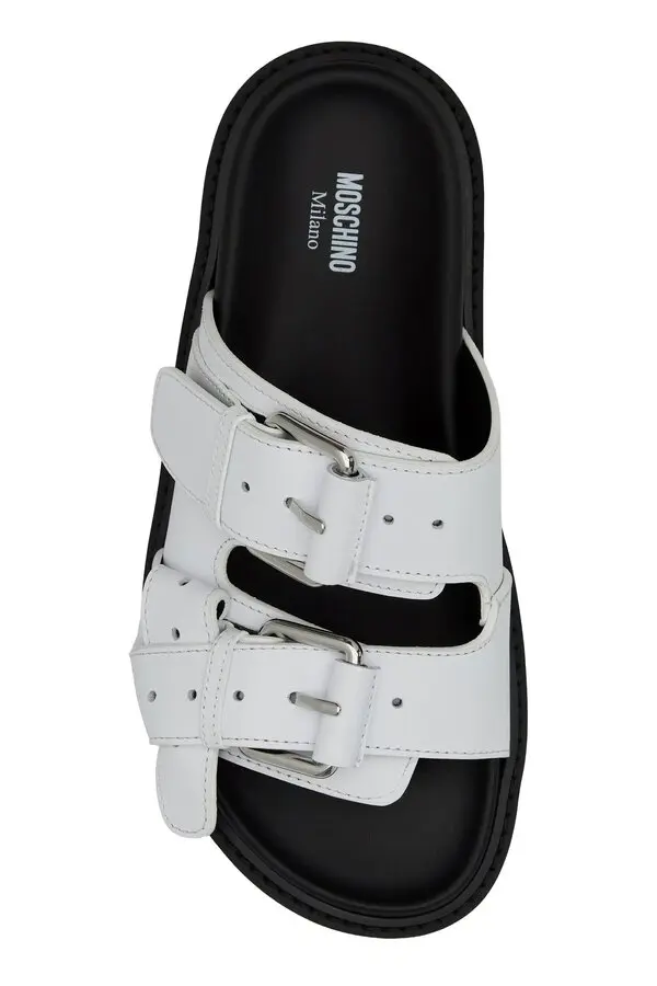 Moschino Leather Slippers With Adjustable Straps