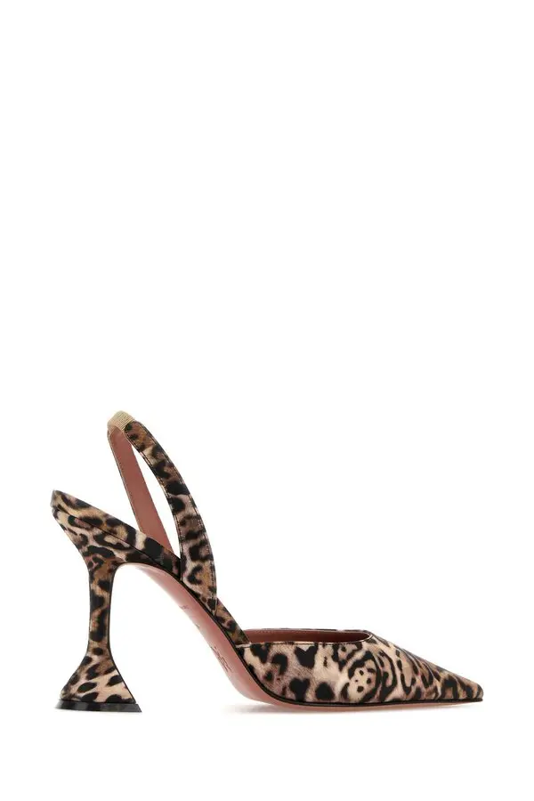 Amina Muaddi Printed Satin Holli Sling Pumps