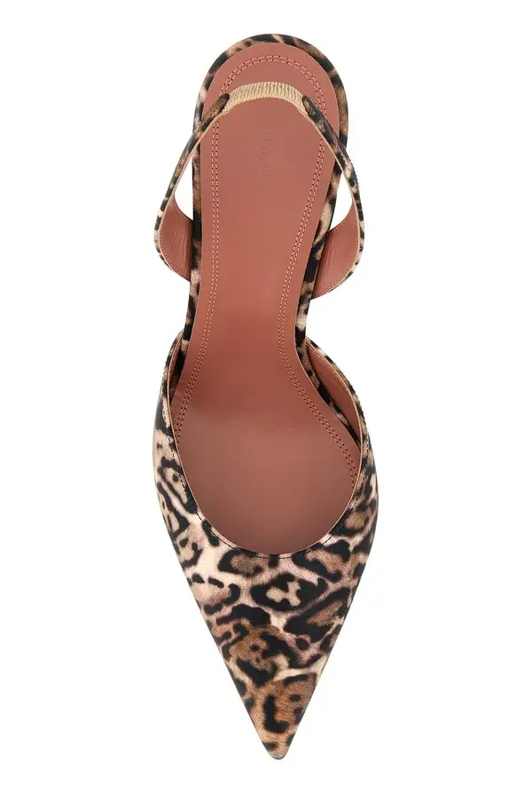 Amina Muaddi Printed Satin Holli Sling Pumps