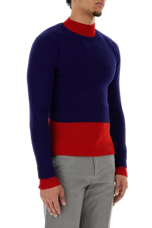JIL SANDER Two-tone High Neck Virgin Wool Blend Sweater