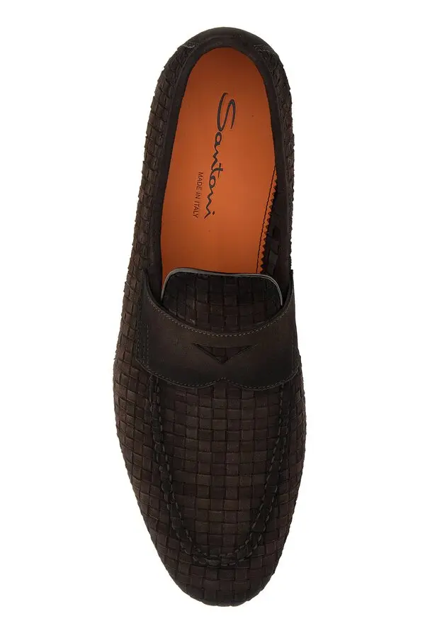 Santoni Woven Suede Loafers