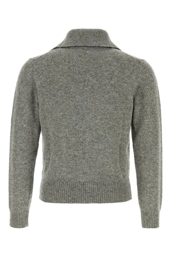 JIL SANDER Wool Blend Zip-up Cardigan - Grey
