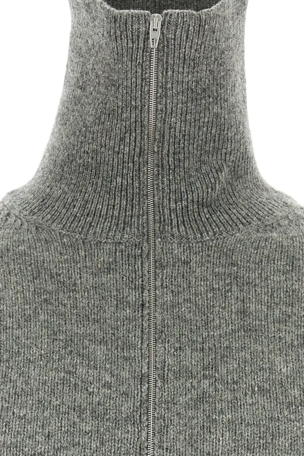 JIL SANDER Wool Blend Zip-up Cardigan - Grey