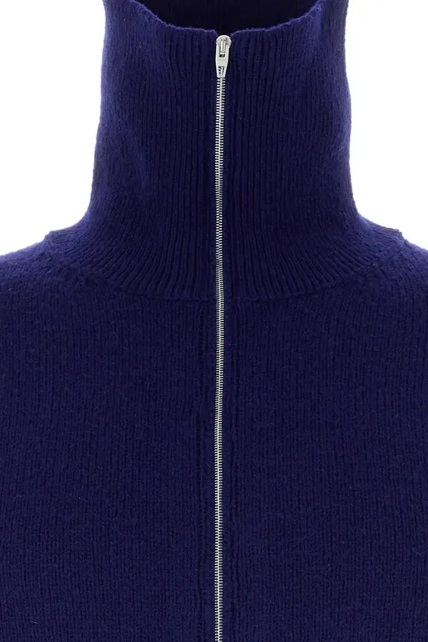 JIL SANDER Wool Blend Zip-up Cardigan - Blue