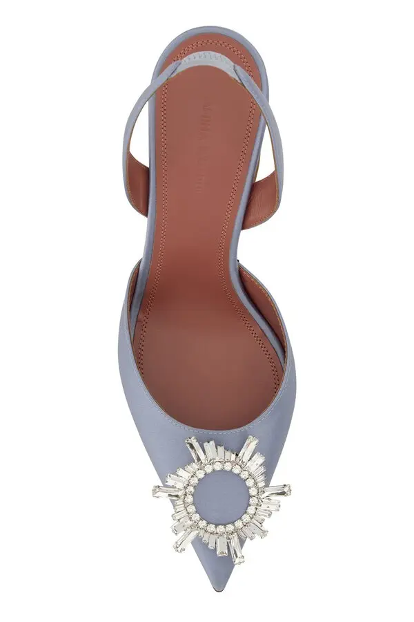 Amina Muaddi Powder Satin Begum Pumps With Jewel Detail