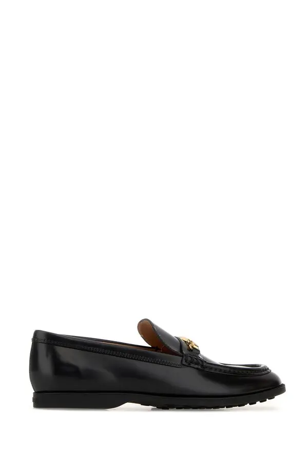 TOD'S Polished Leather Loafers With Metal Detail
