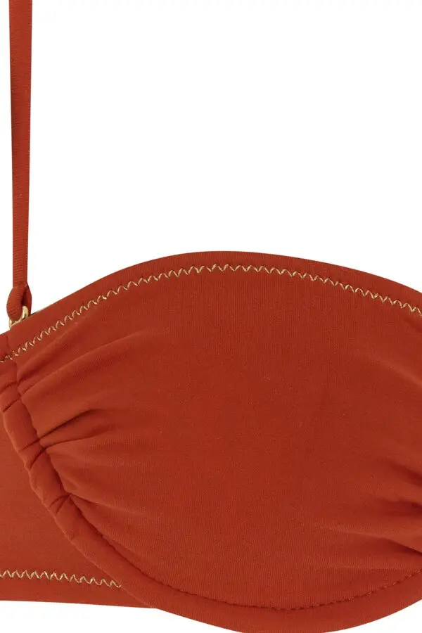 REINA OLGA Coral Stretch Nylon Bikini Top With Metal Detail