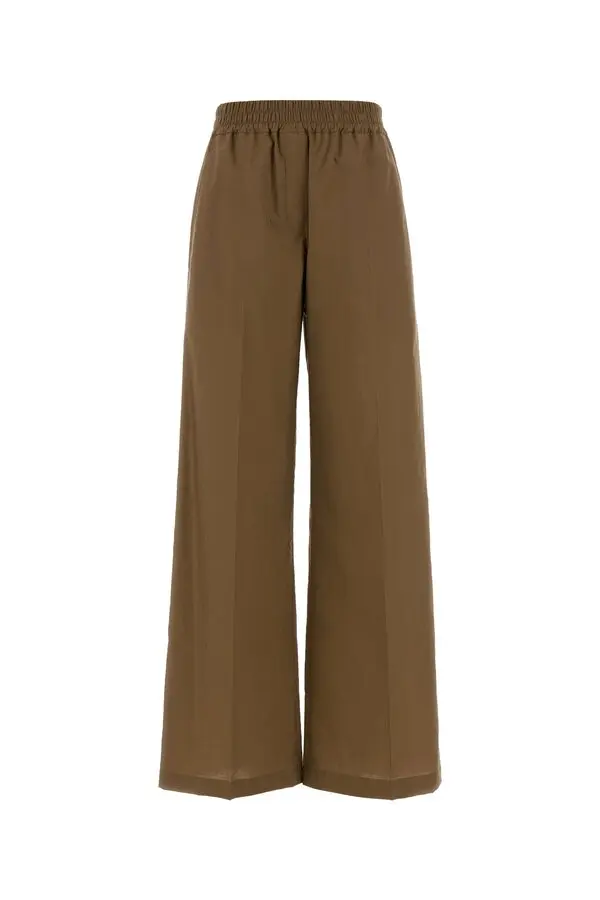 Brunello Cucinelli Cotton Blend Wide-leg Pant - Brown