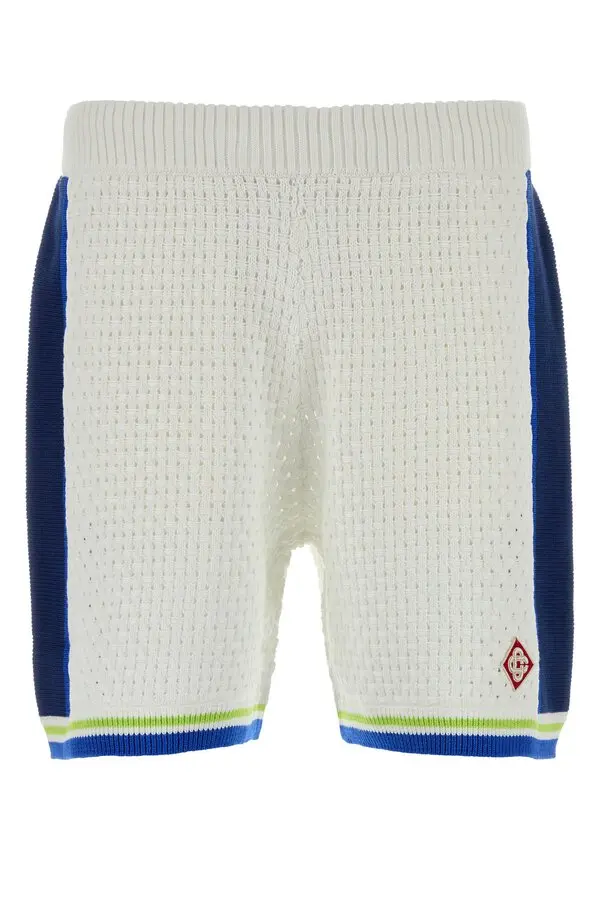 Casablanca Crochet Bermuda Shorts With Logo Patch - White