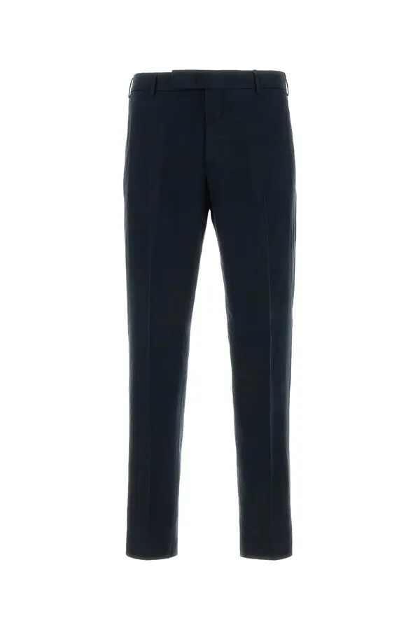PT TORINO Navy Lyocell Blend Tailored Trousers - Blue
