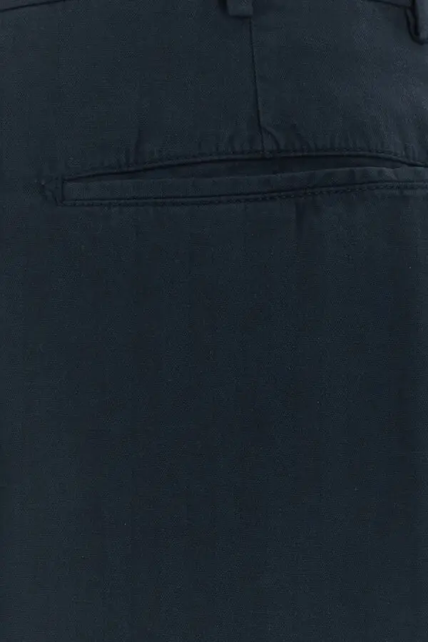 PT TORINO Navy Lyocell Blend Tailored Trousers - Blue
