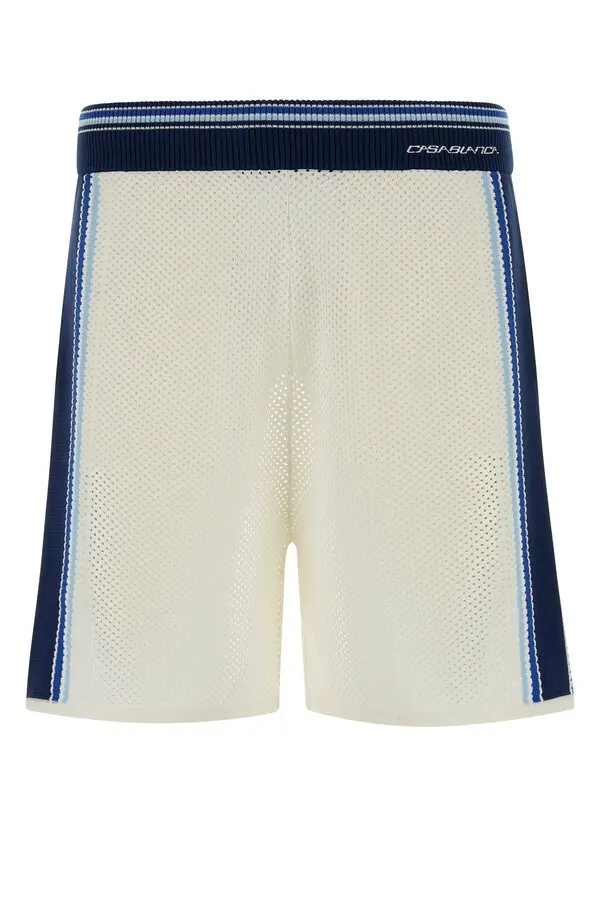 Casablanca Mesh Bermuda Shorts With Embroidered Logo - White