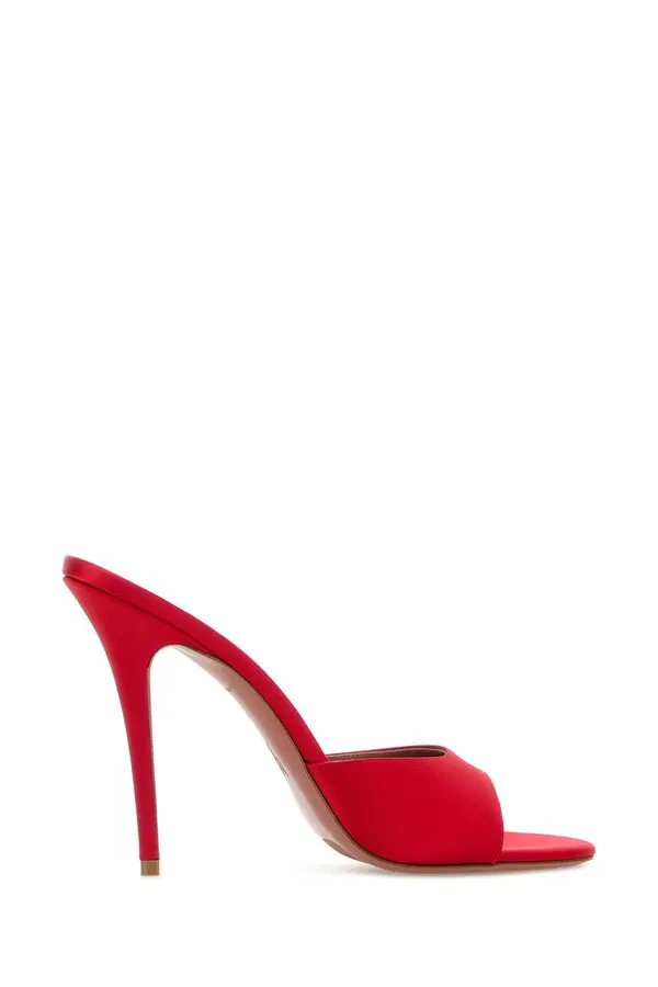 Amina Muaddi Elodie Satin Mules With Stiletto Heel