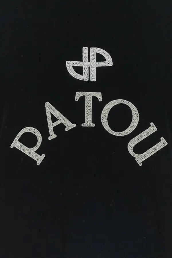 PATOU Oversize Cotton T-shirt With Embroidered Logo - Black