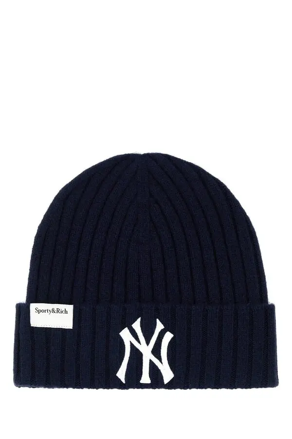 SPORTY & RICH Yankees Beanie Hat - Blue