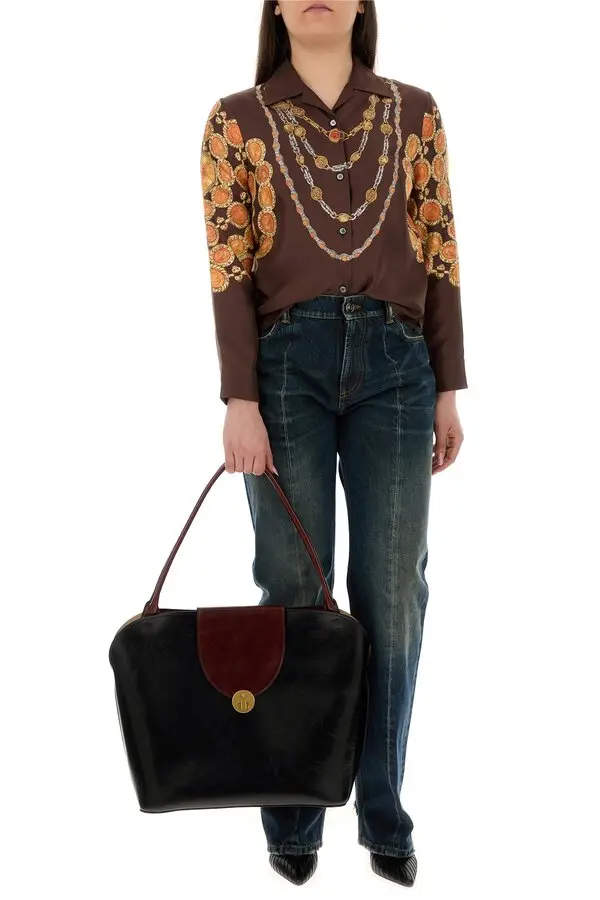 Versace Leather Shopping Bag With Medusa Detail