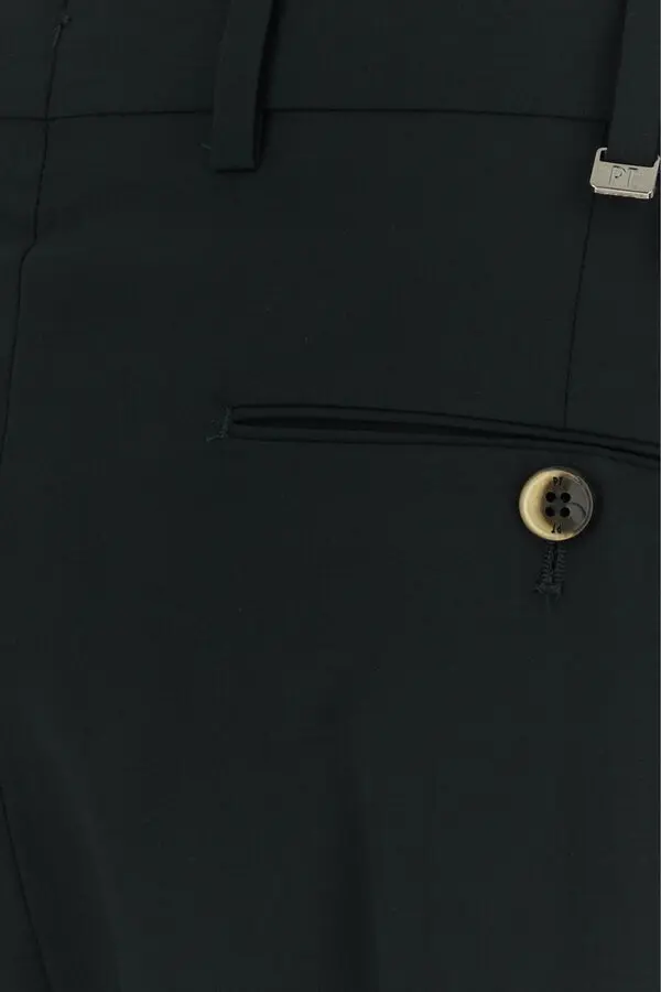 PT TORINO Wool Trousers With Logo Detail - Black
