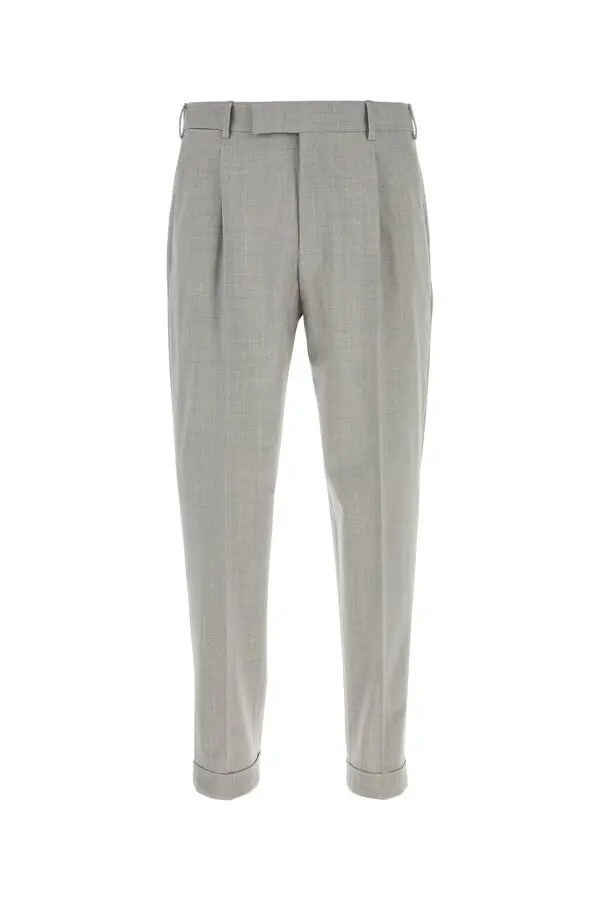 PT TORINO Stretch Virgin Wool Trousers With Pleats - Grey