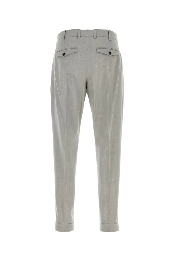 PT TORINO Stretch Virgin Wool Trousers With Pleats - Grey