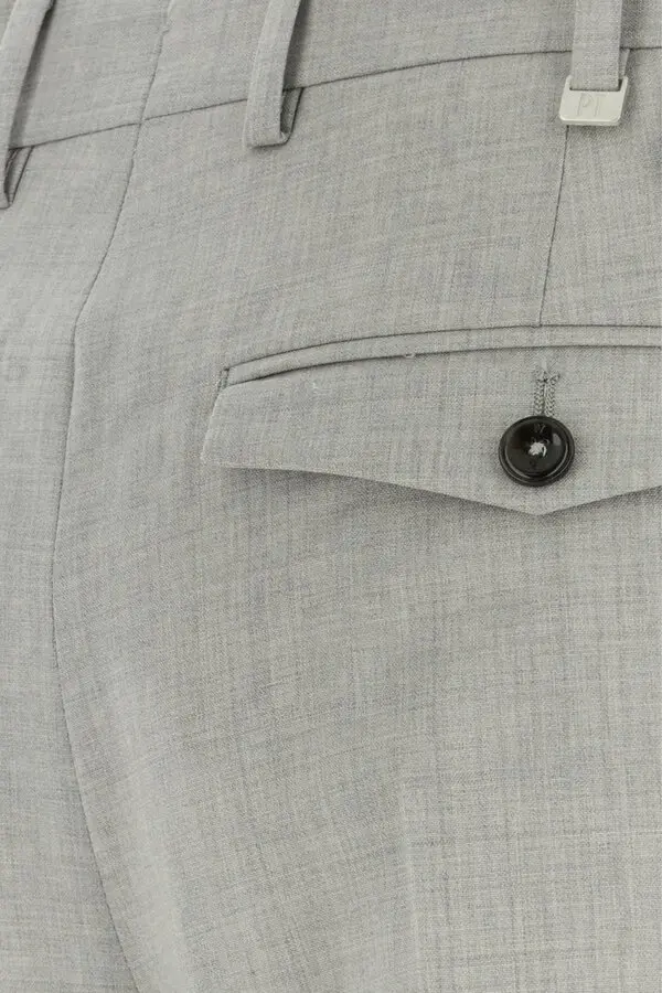 PT TORINO Stretch Virgin Wool Trousers With Pleats - Grey