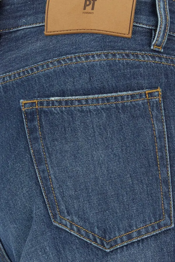 PT TORINO Stonewashed Cotton Denim Jeans - Blue
