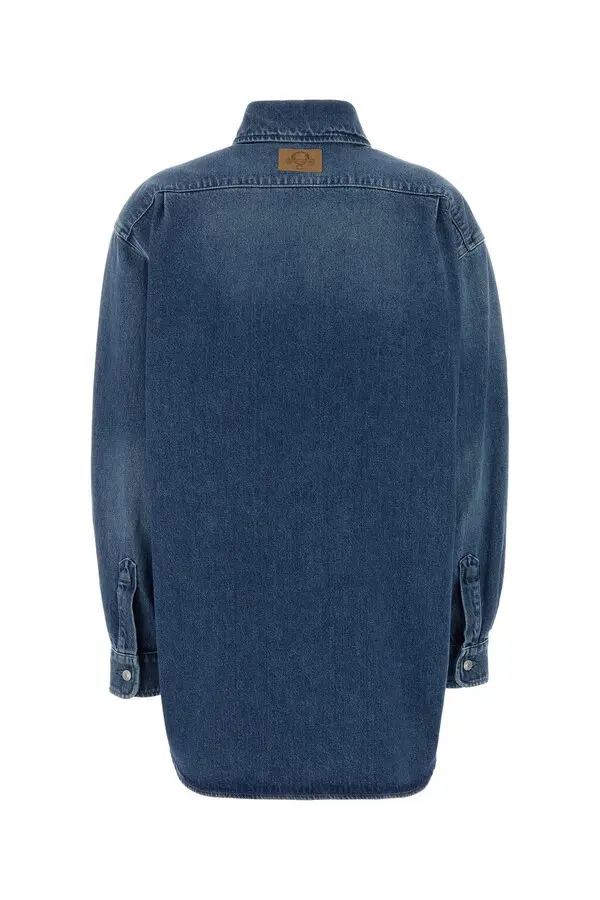 Moschino Denim Shirt With Distressed Heart Motif