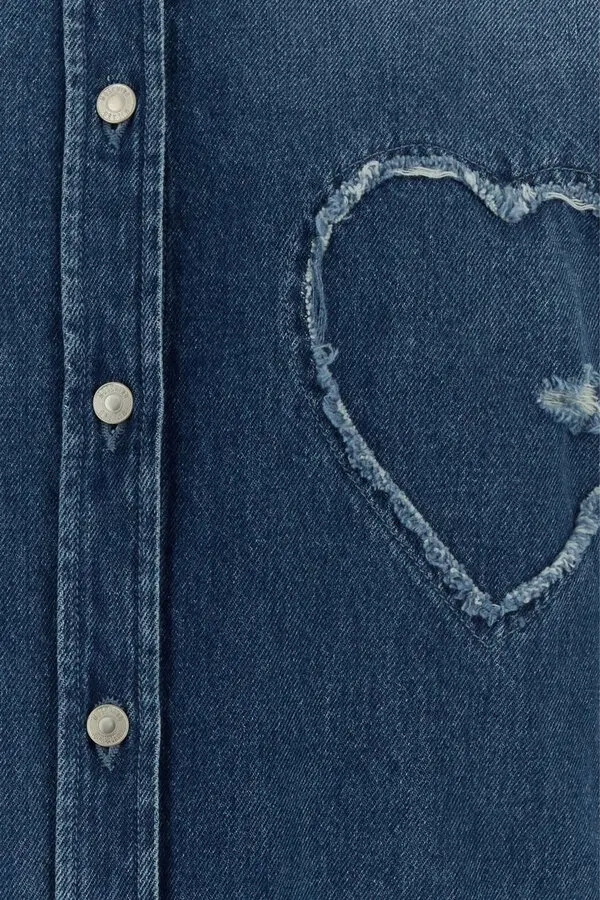 Moschino Denim Shirt With Distressed Heart Motif