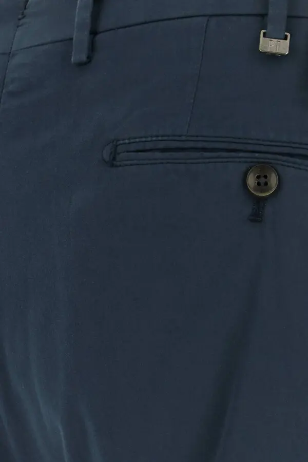 PT TORINO Stretch Cotton Blend Silkchinos With Central Pleats - Blue
